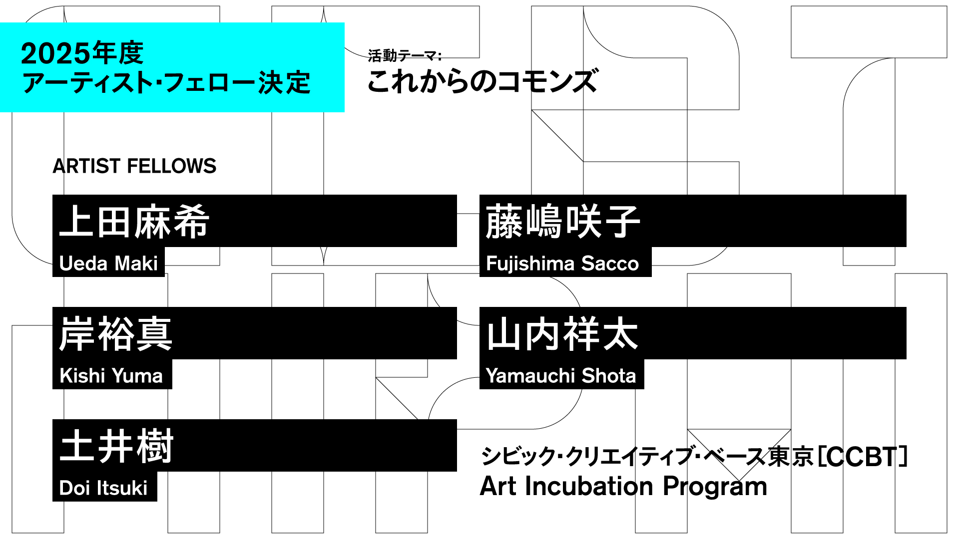 2025年度 CCBTアーティスト・フェロー5組が決定 - シビック・クリエイティブ・ベース東京 [CCBT]